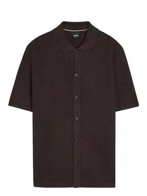 BOSS Pointelle-knit Button-down Cardigan - Brown