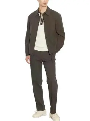 PAOLO PECORA Pleated Loose-fit Chino Trousers - Brown