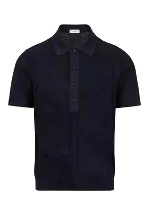 PAOLO PECORA Textured-knit Polo Shirt - Blue