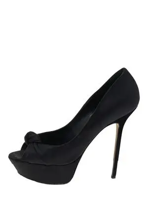 SERGIO ROSSI Sergio Rossi Black Satin Peep Toe Platform Stiletto Heels
