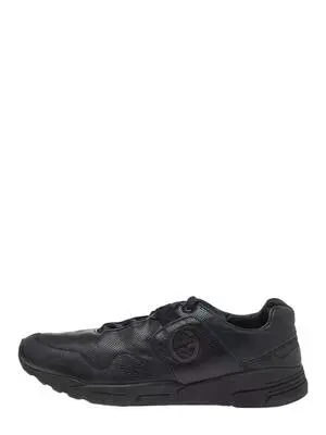 Gucci Gg Logo Leather Sneakers - Black