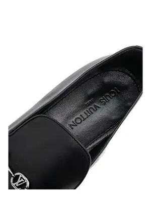 LOUIS VUITTON Louis Vuitton Leather Loafers With Logo Plaque