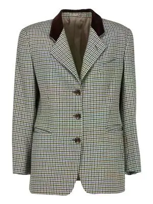 Burberry Houndstooth Velvet-collar Blazer - Grey