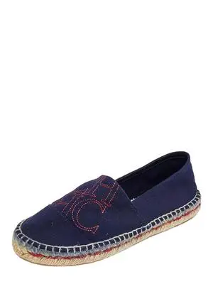 Carolina Herrera Monogram Detailed Canvas Flat Espadrilles - Blue