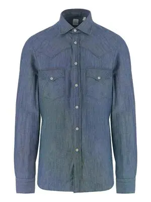 FINAMORE 1925 Chest Patch-pockets Shirt - Blue