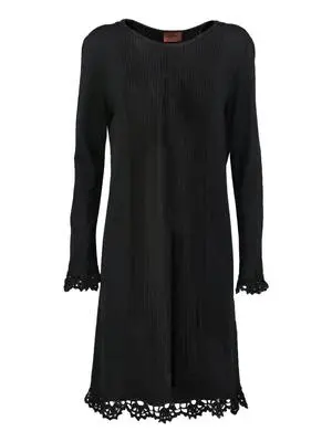 Missoni Crochet-trimmed Sequin Embellished Ribbed Dress - Black