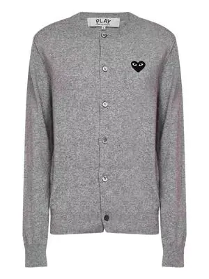 Play Comme Des Garcon Heart Emblem Cardigan - Grey