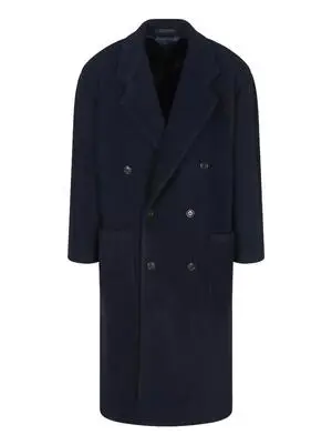 Giorgio Armani Double-breasted Navy Coat - Blue