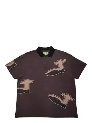 DENIM TEARS Logo-print Pique Polo Shirt - Brown