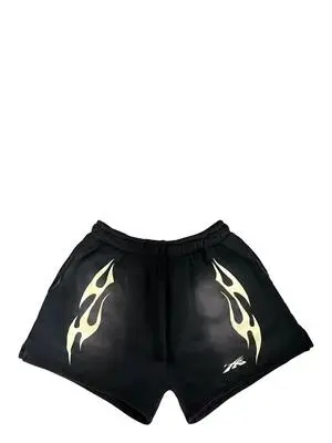 HELLSTAR Flame Print Track Shorts - Black