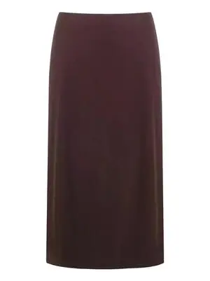 THE ARKOW Lily Side-slit Midi Skirt - Brown