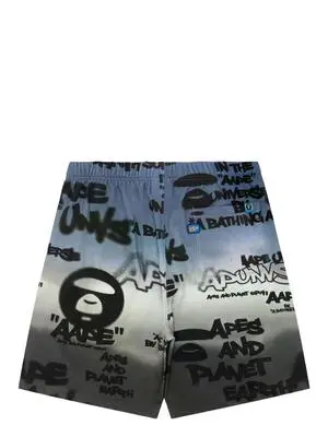 AAPE BY *A BATHING APE Graffiti Print Shorts - Grey