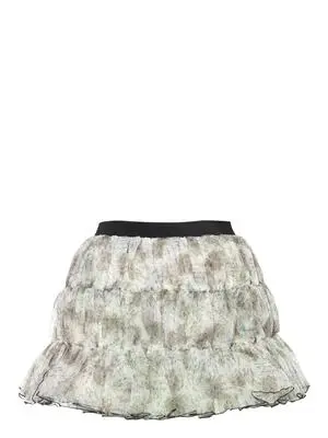 PUSHBUTTON Shirred Tiered Skirt - White