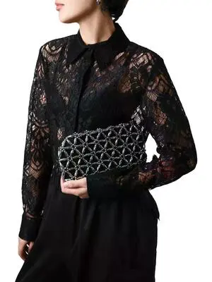 0711 TBILISI Tebea Beaded Clutch Bag - Grey