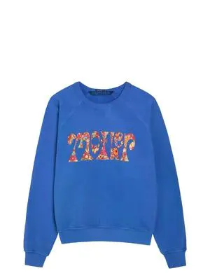 MOTHER Floral Print Raglan Sleeve Sweatshirt - Blue