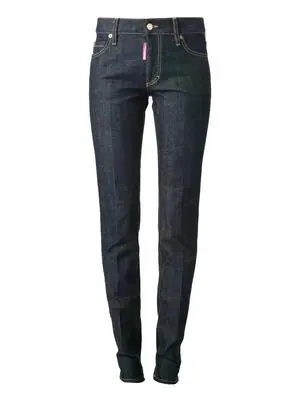 Dsquared2 Slim Fit Leopard Print Jeans - Blue