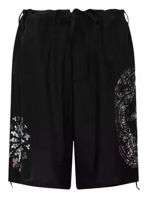 Yohji Yamamoto Graphic Print Drawstring Shorts - Black