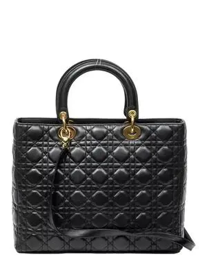 Dior Lady Leather Tote Bag - Black