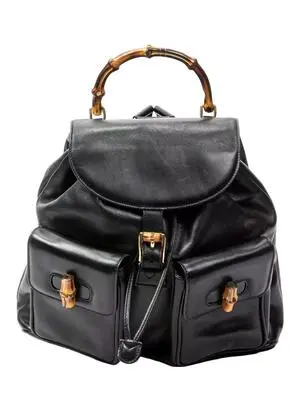 Gucci Large Bamboo Backpack - Black