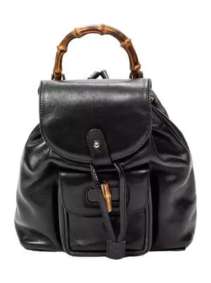 Gucci Mini Bamboo Leather Backpack - Black
