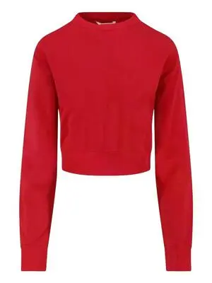 Auralee Cropped Long-sleeve Sweatshirt - Red