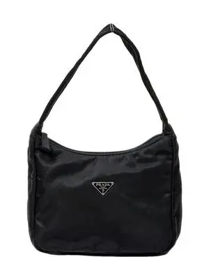 Prada Logo Plaque Handbag - Black