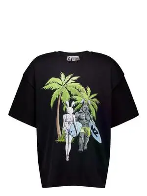 Natasha Zinko Graphic Print Layered Sleeve T-shirt - Black