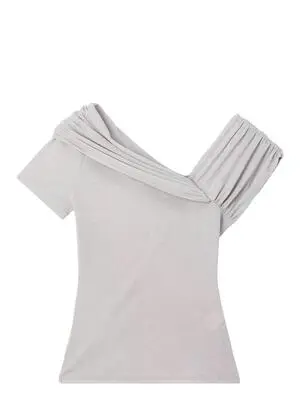 B+AB Ruched Off-shoulder Blouse - Grey