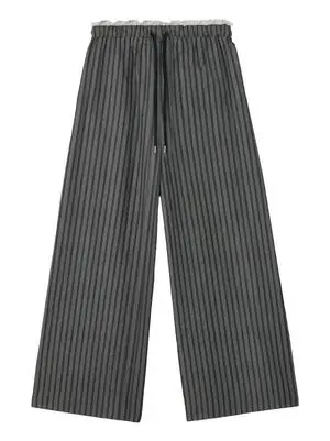 TOUT A COUP Vertical Stripe Drawstring Trousers - Grey