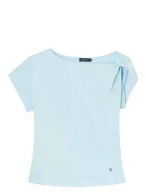 TOUT A COUP Asymmetric Twisted-shoulder T-shirt - Blue