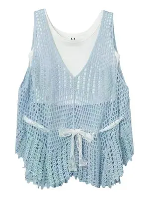 B+AB Crochet-knit Layered Top - Blue