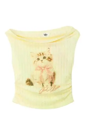 B+AB Graphic-print Ruched T-shirt - Yellow