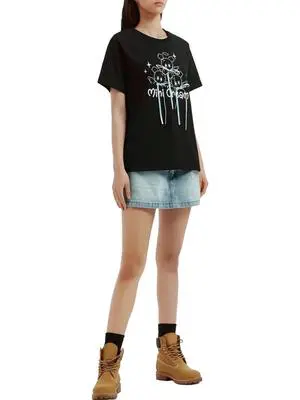 MINI CREAM Star Patch Denim Mini Skirt - Blue