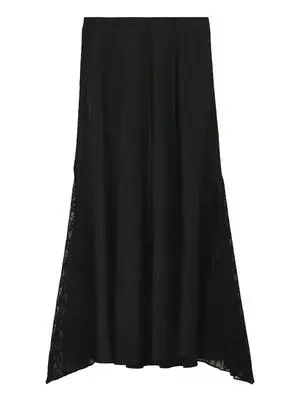 TOUT A COUP Lace Insert Asymmetric Skirt - Black