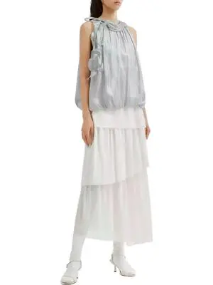 B+AB Ruffle-trimmed Bow Detail Blouse - Grey
