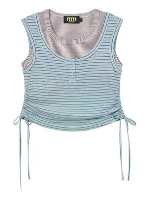 MINI CREAM Striped Drawstring Tank Top - Blue