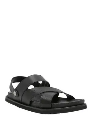 SERGIO MORETTI FIRENZE Crossover Strap Slingback Sandals - Black