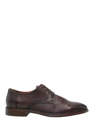 SERGIO MORETTI FIRENZE Perforated Leather Lace-up Oxford Shoes - Brown