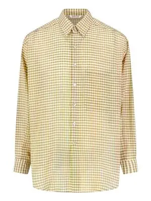 Auralee Airy Gingham-check Shirt - Yellow