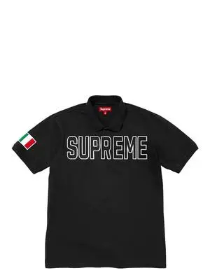 Supreme Twill-appliqué Polo Shirt - Black