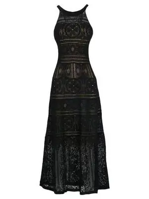 D.exterior Pointelle Knit Sleeveless Dress - Black