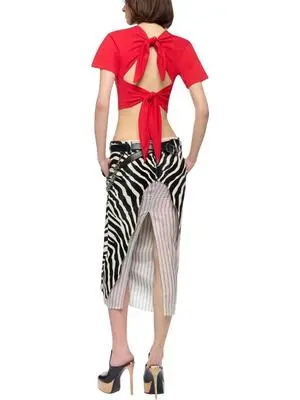 Attico Cut-out Tie-fastening T-shirt - Red