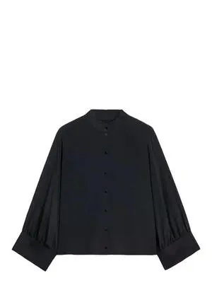 Momoni Gathered-sleeve Shirt - Black