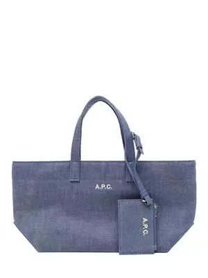 A.p.c. Logo Embroidered Tote Bag - Blue