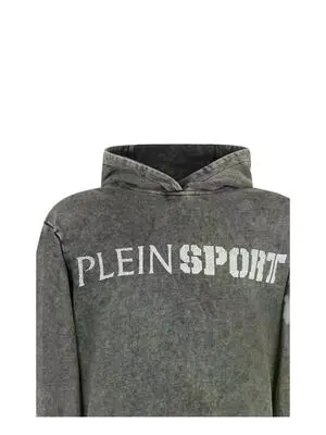 PLEIN SPORT Washed Effect Crackle Print Hoodie - Grey