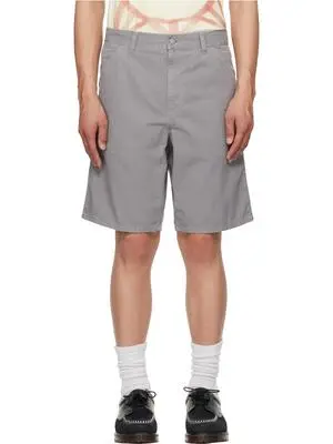 Carhartt Work In Progress Grey Logo Patch Low-rise Shorts - Gray