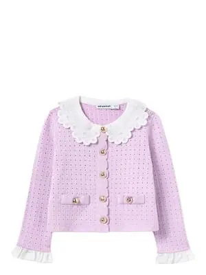 SELF-PORTRAIT Self-Portrait Lace Collar Button Cardigan