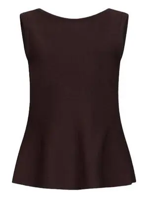 Liu Jo Sleeveless Round Neck Top With Back Bow Detail - Dark Brown