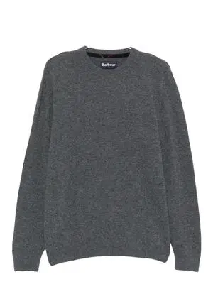Barbour Long-sleeved Crew Neck Sweater With Tartan Elbow Patches - Black