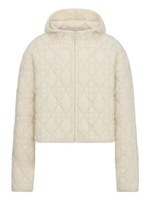 Dior Quilted Hooded Cardigan - Beige
